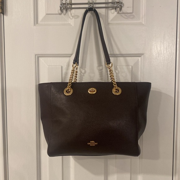 Coach | Bags | Coach Turnlock Gold Chain Tote | Poshmark